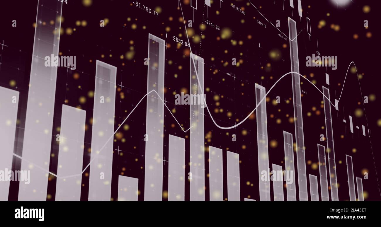 Image of graph and dots moving over brown background Stock Photo - Alamy