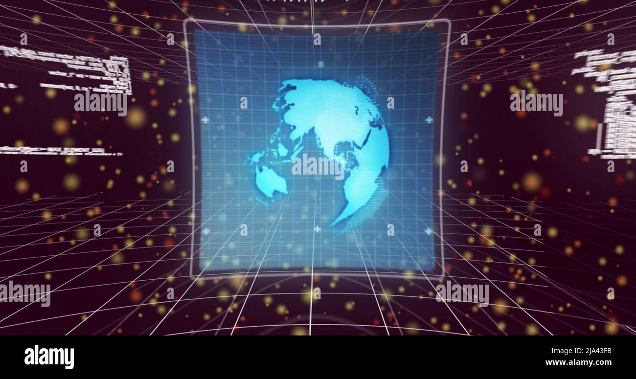 Image of 6g, dots and data processing moving over brown background ...