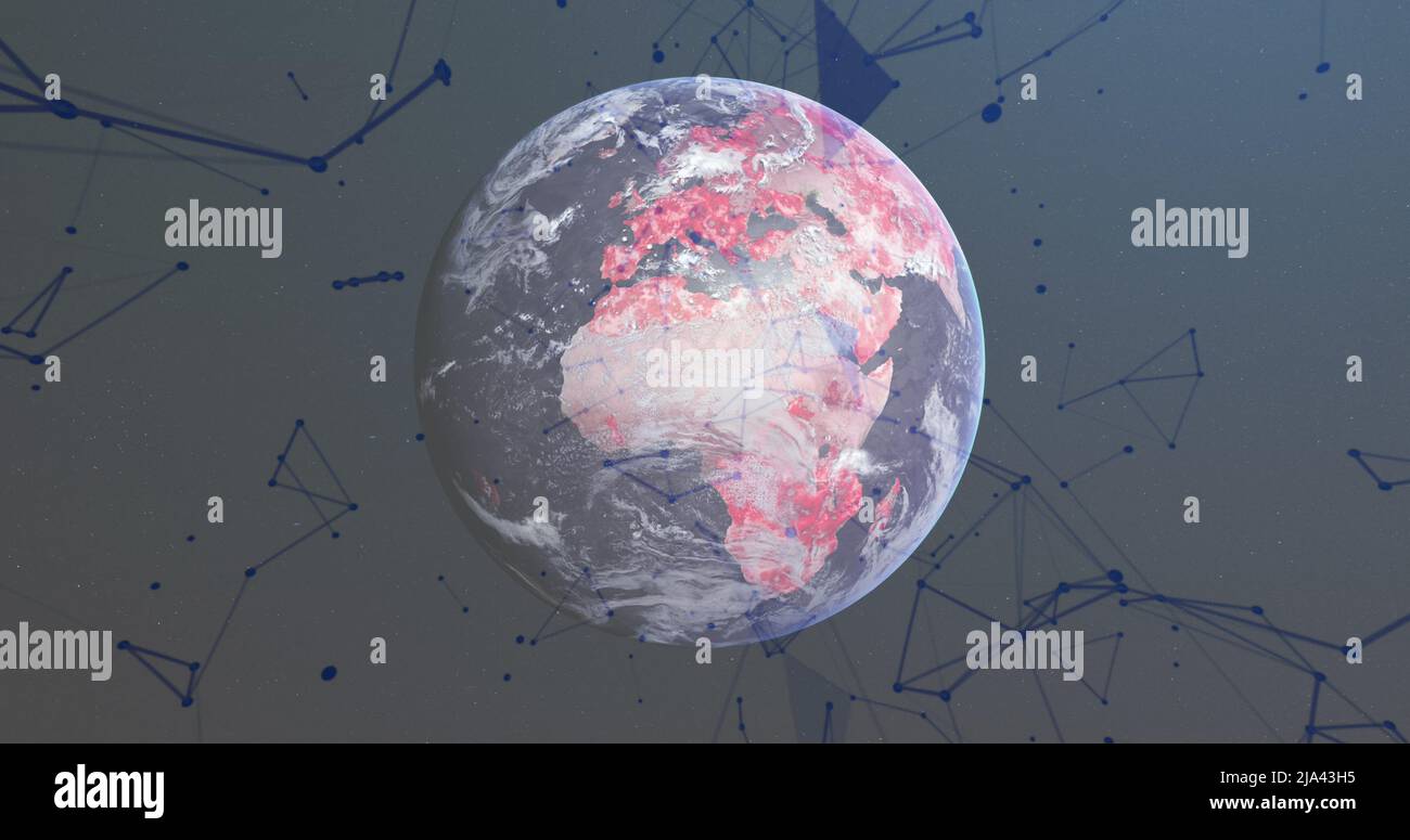 Image of globe and shapes on grey background Stock Photo - Alamy