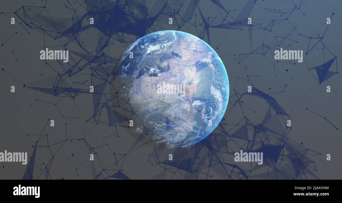 Image of globe and shapes on grey background Stock Photo - Alamy
