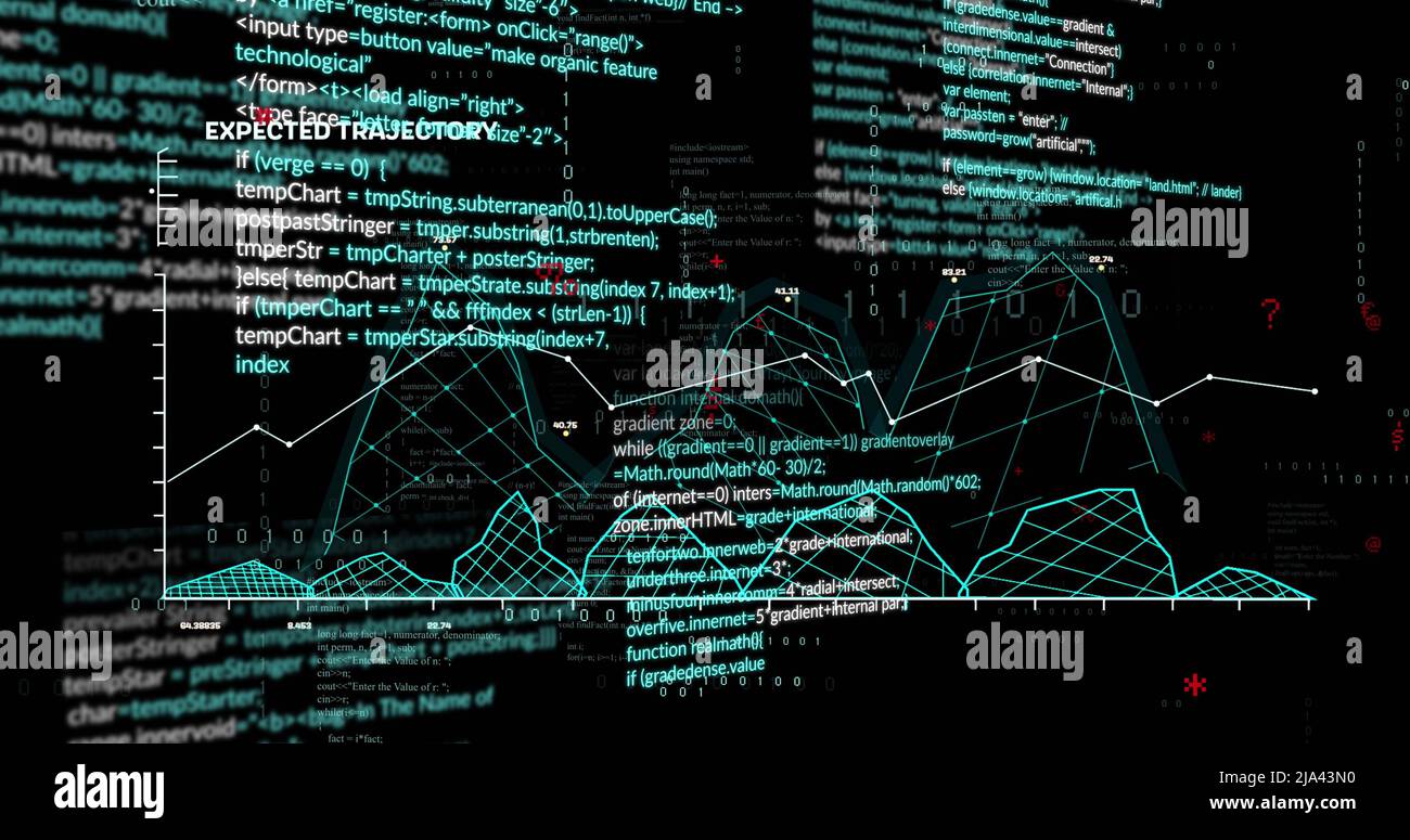 Image of graph and data processing over black background Stock Photo ...