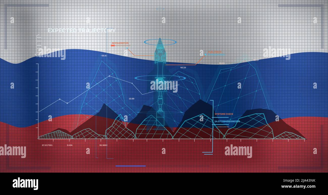 Image of graph and missile over russian flag Stock Photo - Alamy
