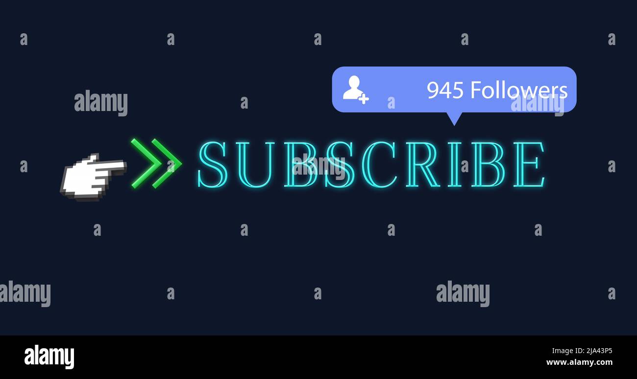 Image of subscribe text and followers number on black background Stock ...