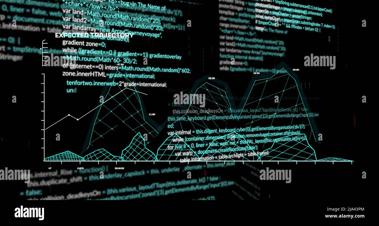 Image of graph and data processing over black background Stock Photo ...