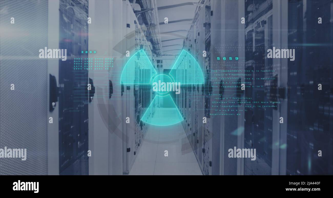 Image of nuclear symbol over server room Stock Photo - Alamy