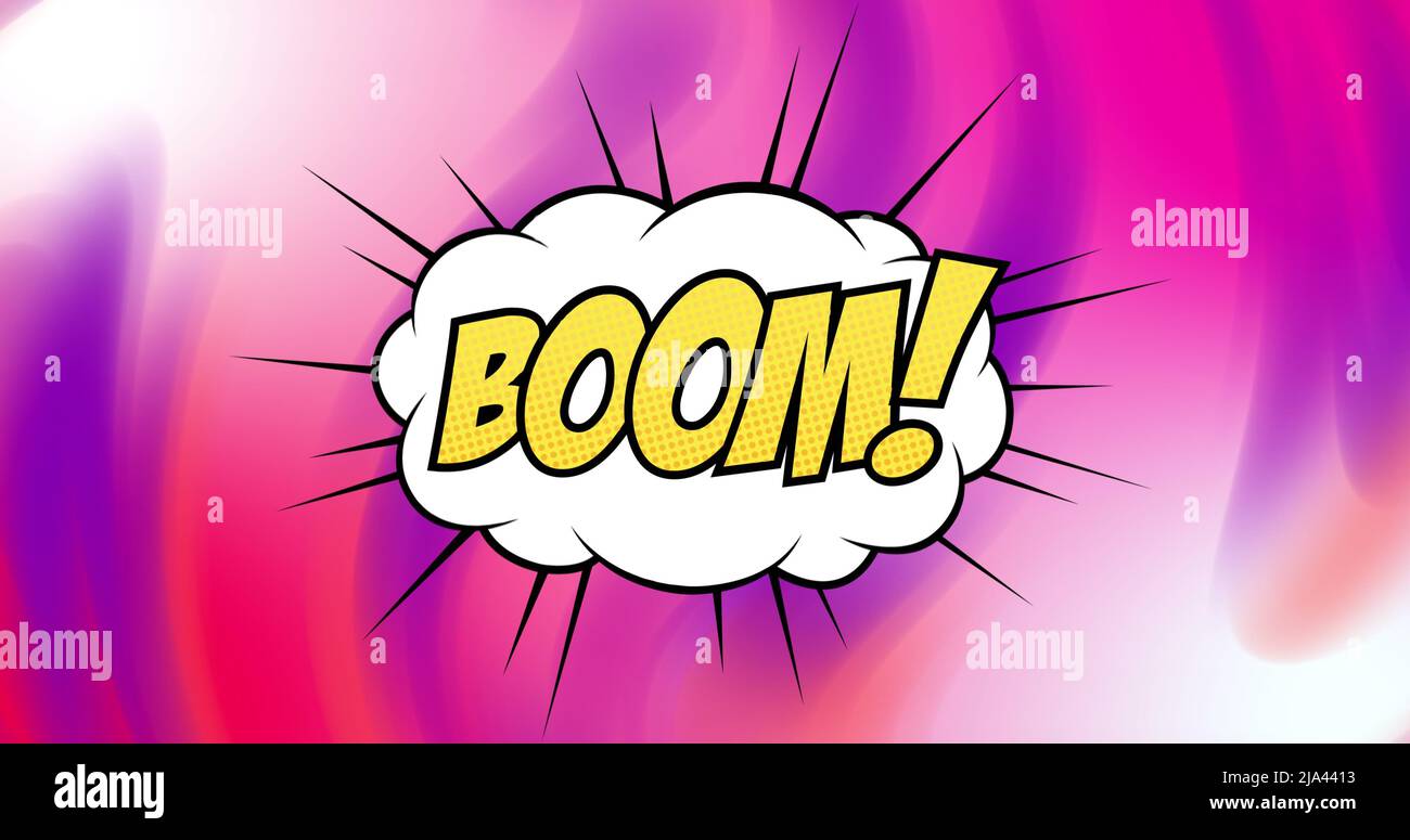 Image of comic boom over background with changing colorful waves Stock ...