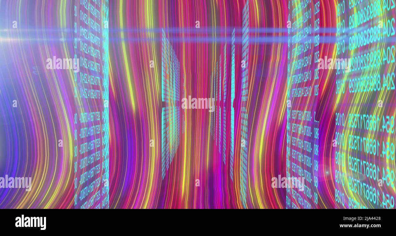 Image of data processing on multicolour changing background Stock Photo ...