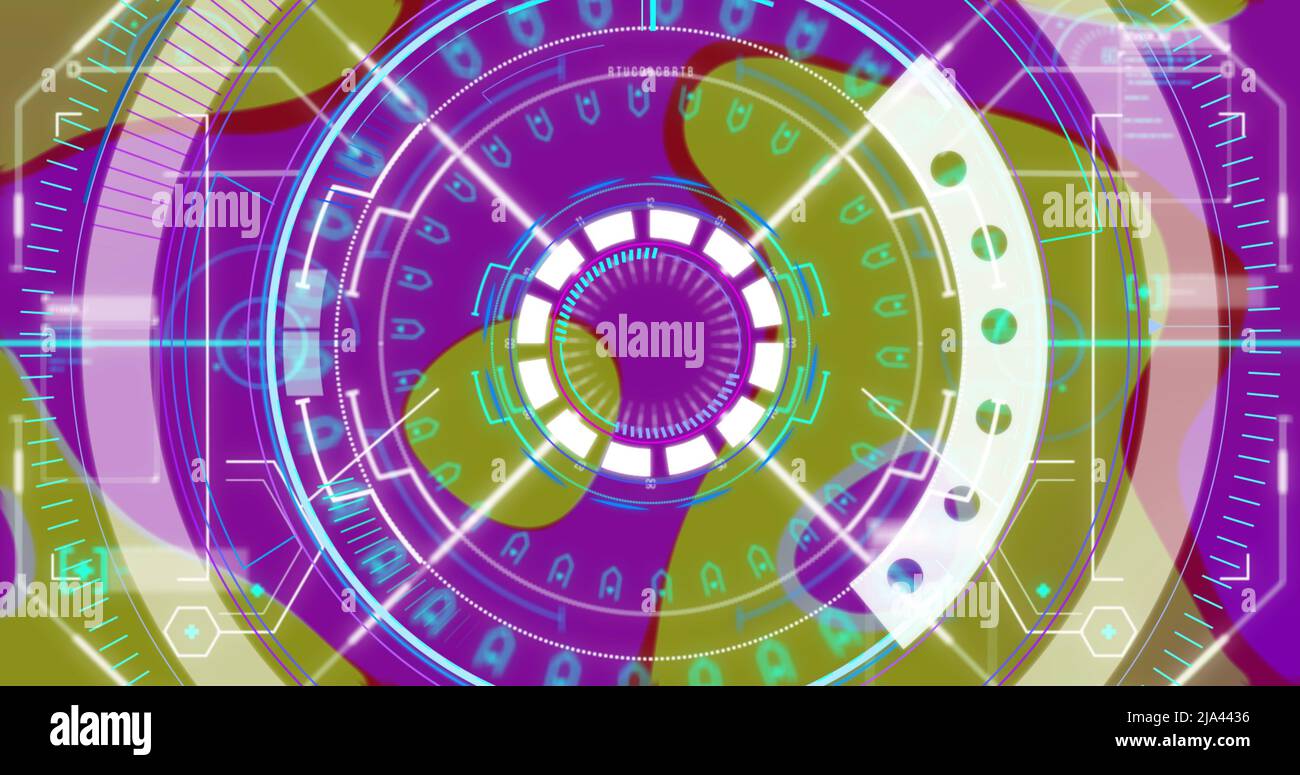 Image of processing circle over background with changing colorful ...