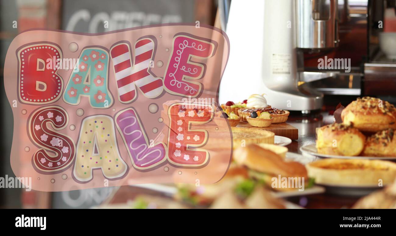 Image of bake sale text over empty baker Stock Photo - Alamy