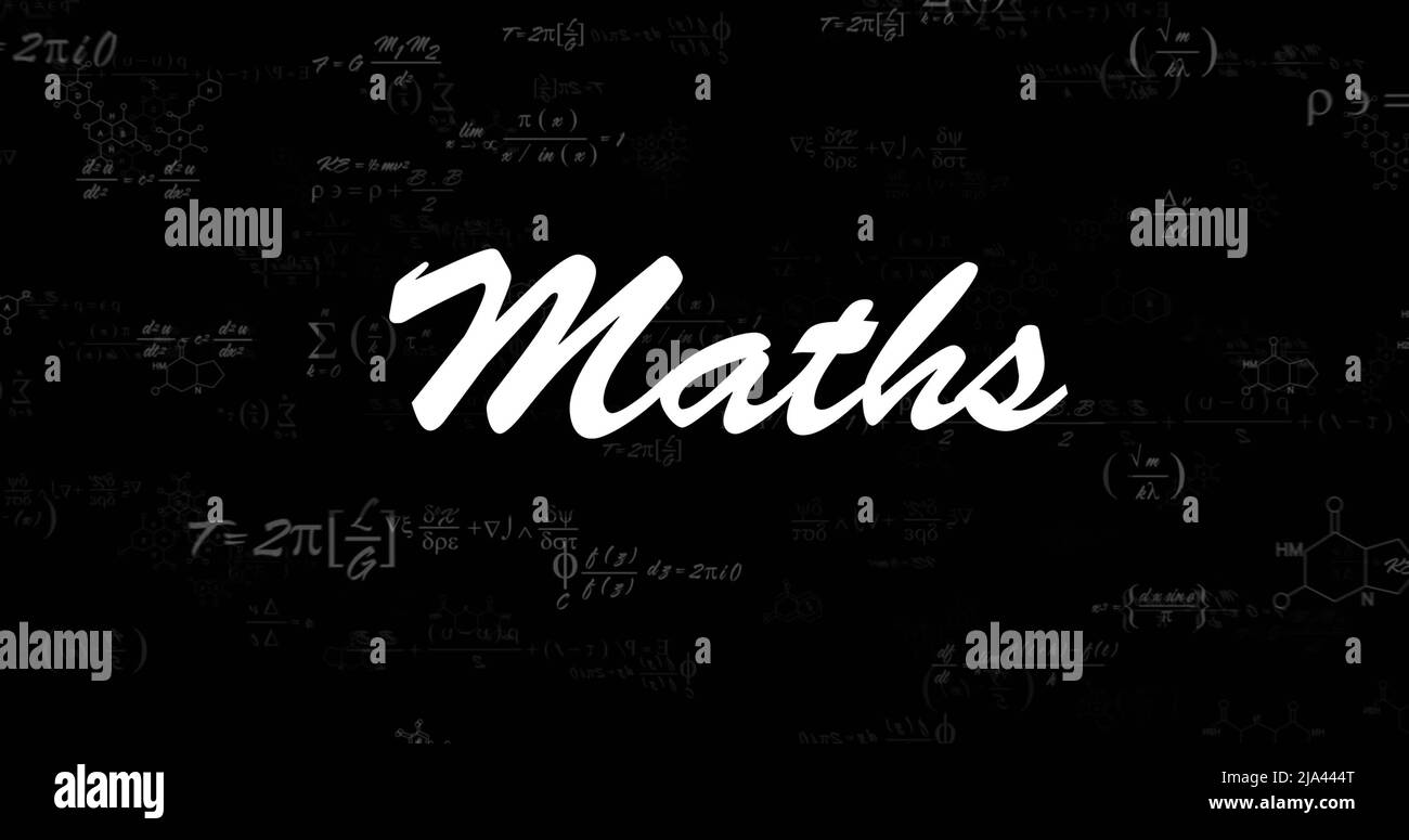 Image of mathematical equations and maths text on black background ...
