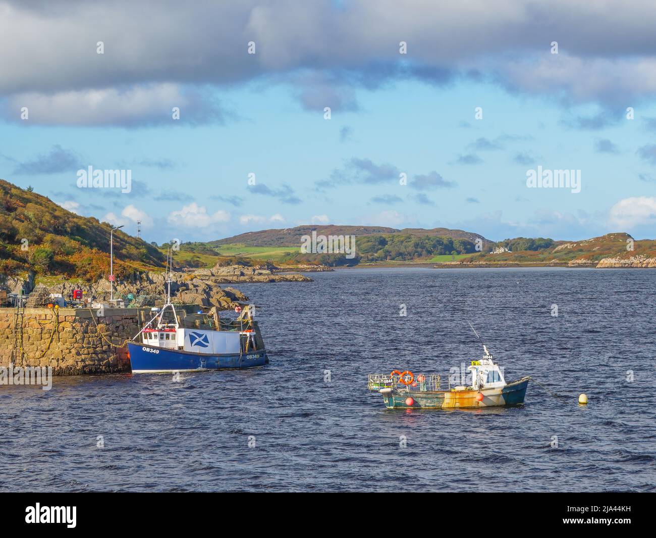 Fishing boats at Bunessan, Isle of Mull Highlands Scotland UK Stock ...
