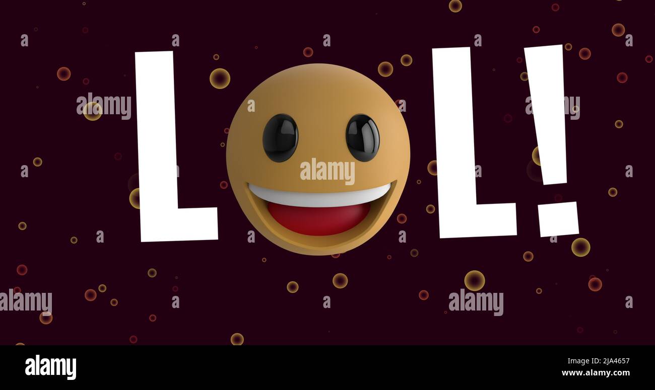 Image of lol text over spots on black background Stock Photo - Alamy