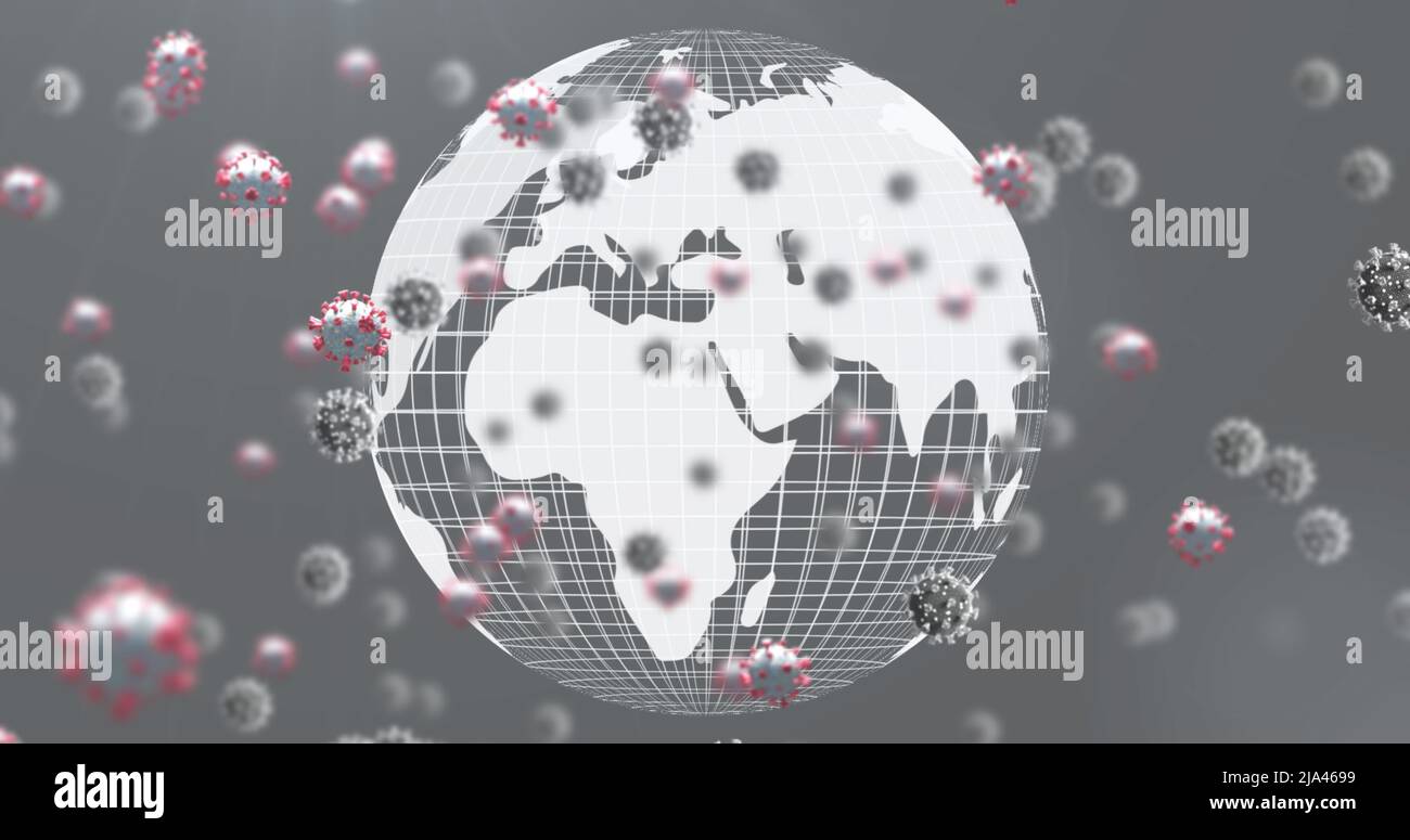 Image of virus cells over globe Stock Photo - Alamy