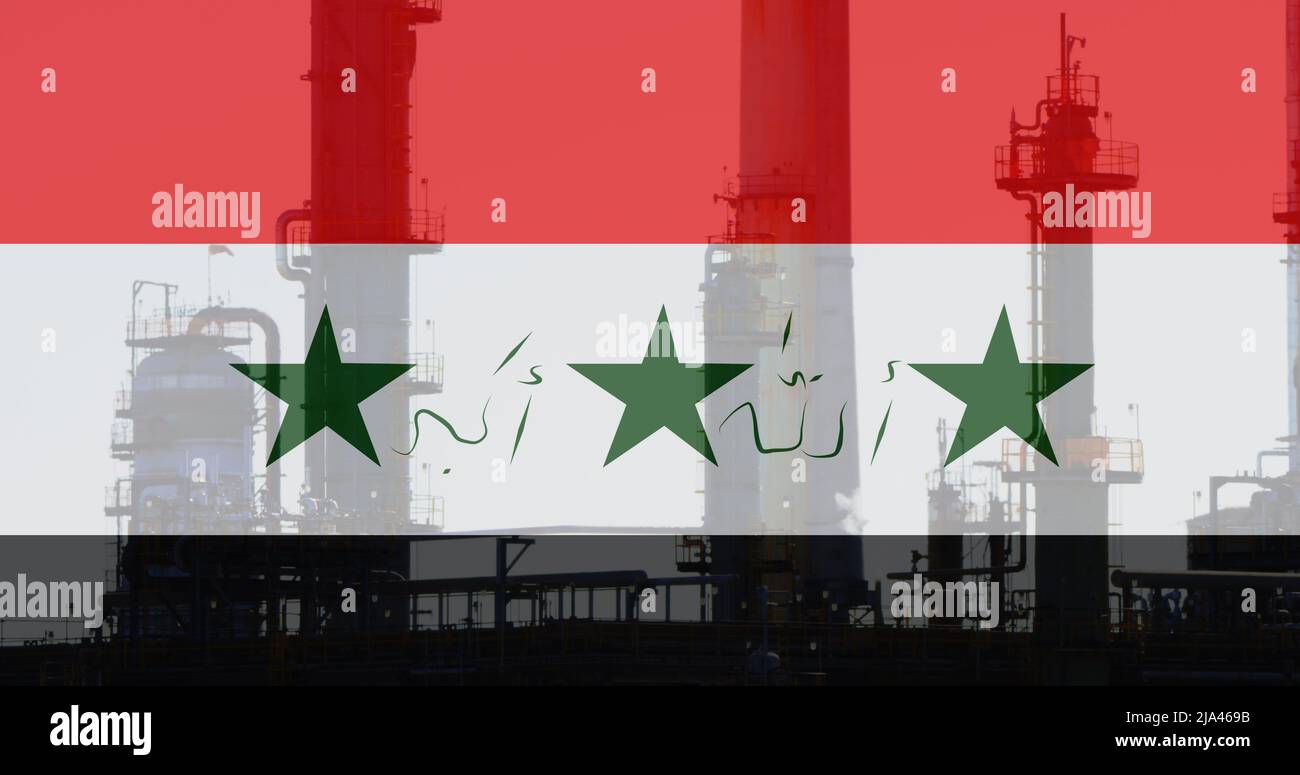 Image of flag of iraq over factory Stock Photo - Alamy