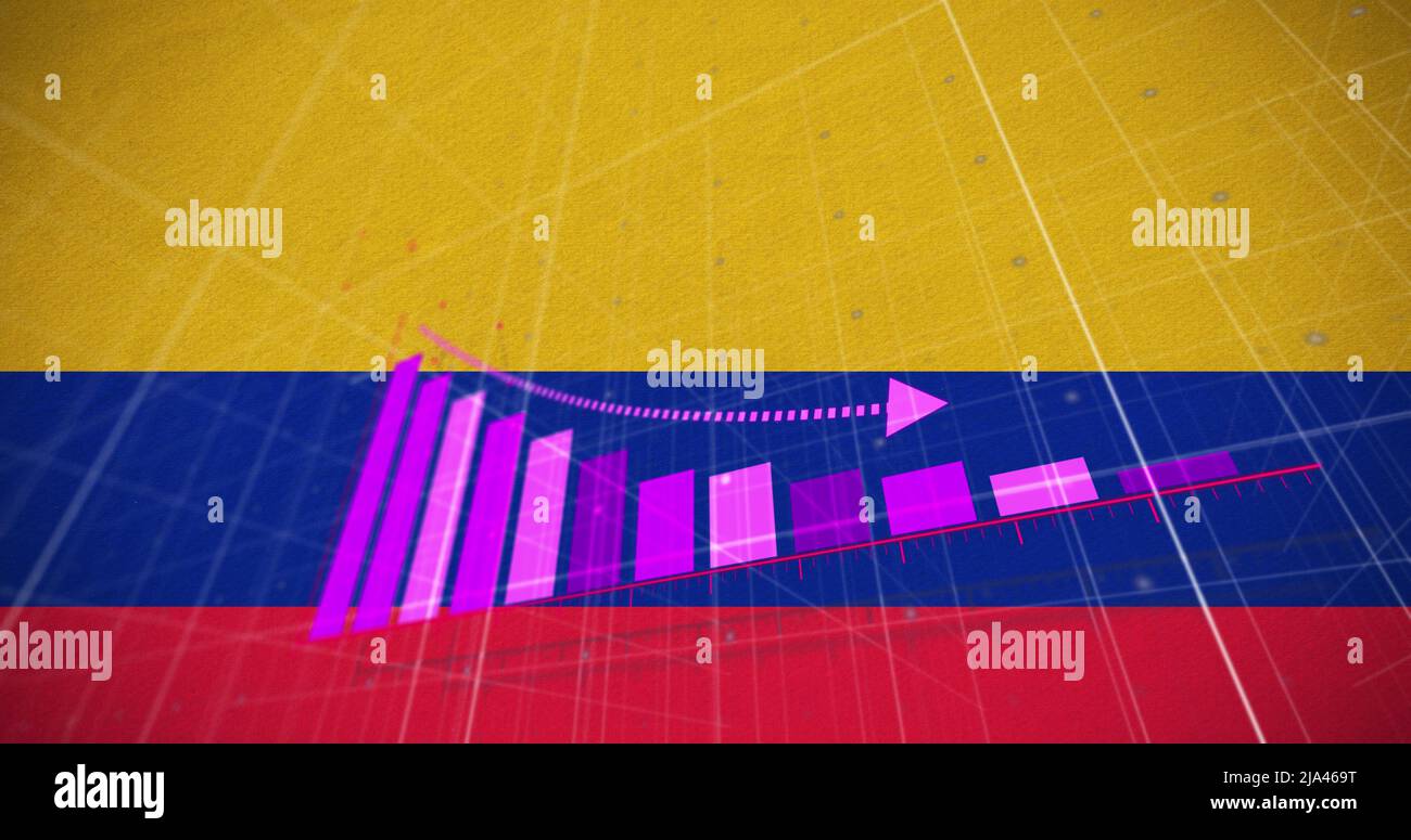 Image of financial data processing over flag of colombia Stock Photo ...