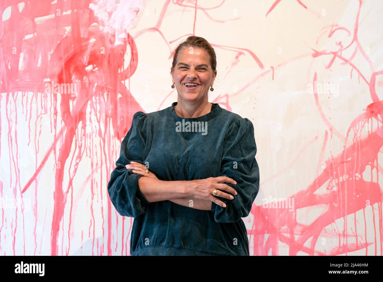 Artist Tracey Emin alongside a piece titled 'Wet' which features in her ...