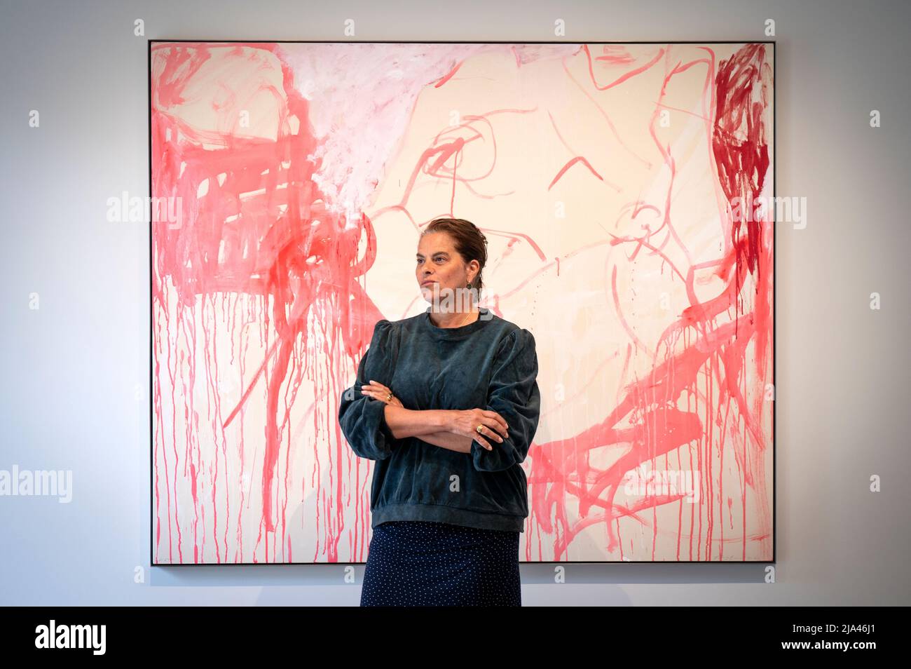 Artist Tracey Emin alongside a piece titled 'Wet' which features in her ...