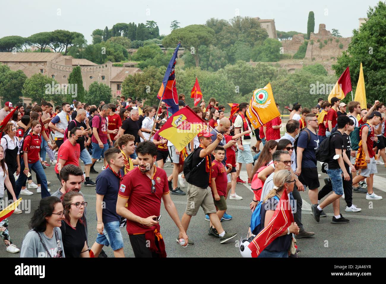 Rome italy roma ac supporters uefa europa conference league cup hi-res ...