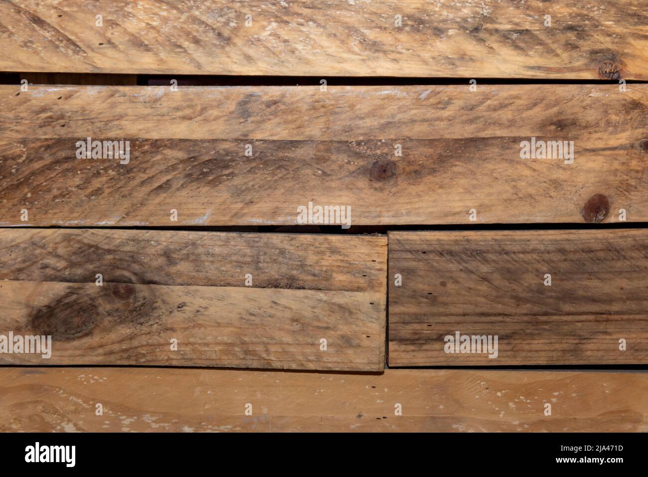 Varnished wooden planks with l nails and saw marks Stock Photo - Alamy