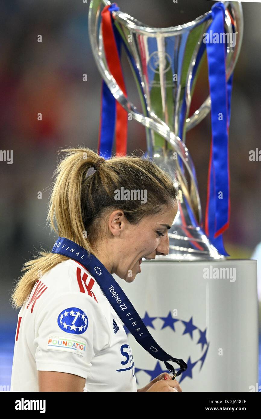 TURIN - Danielle van de Donk of Olympique Lyonnais women with the women ...