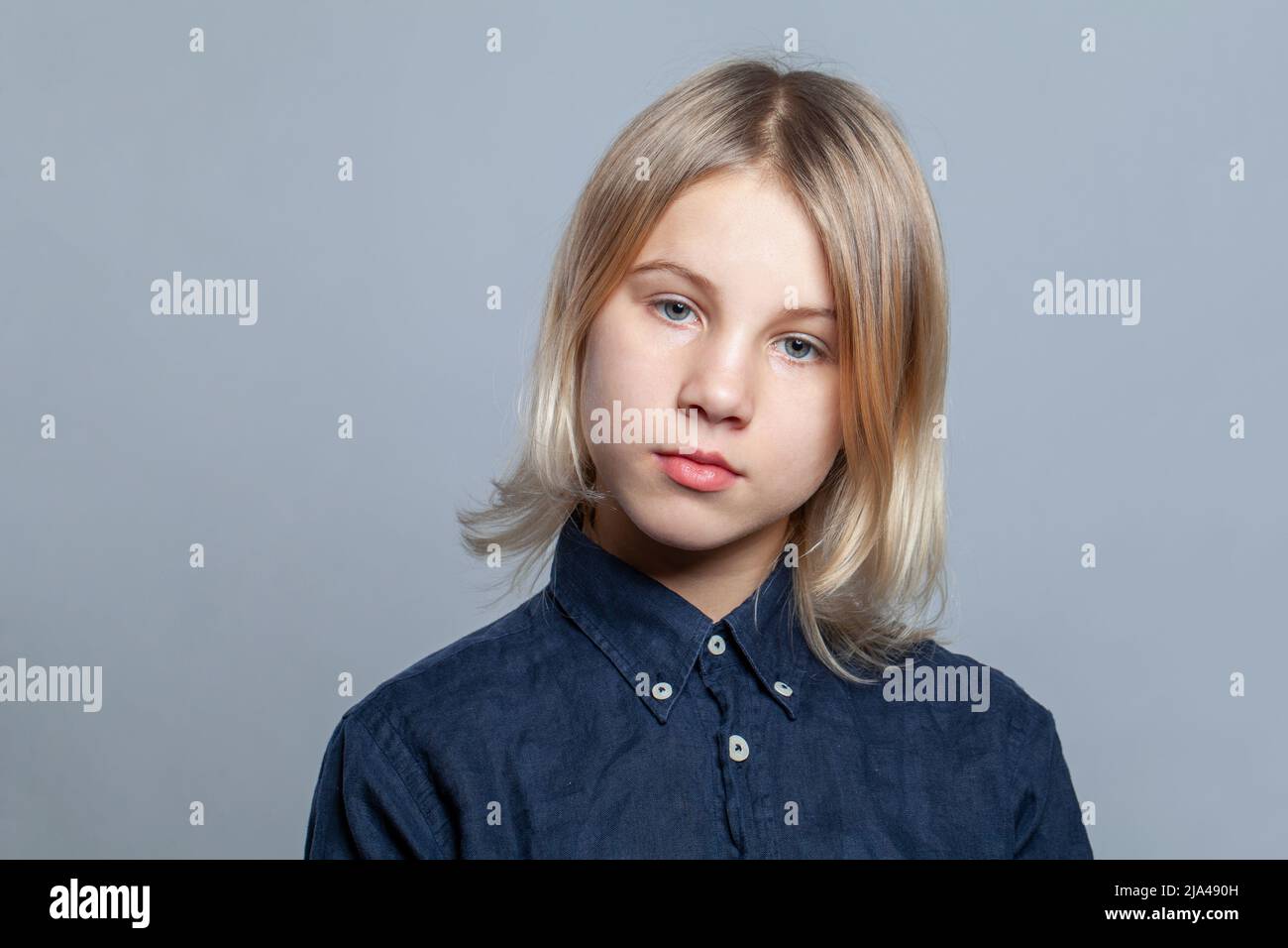 Cute teen girl face, studio portrait Stock Photo - Alamy