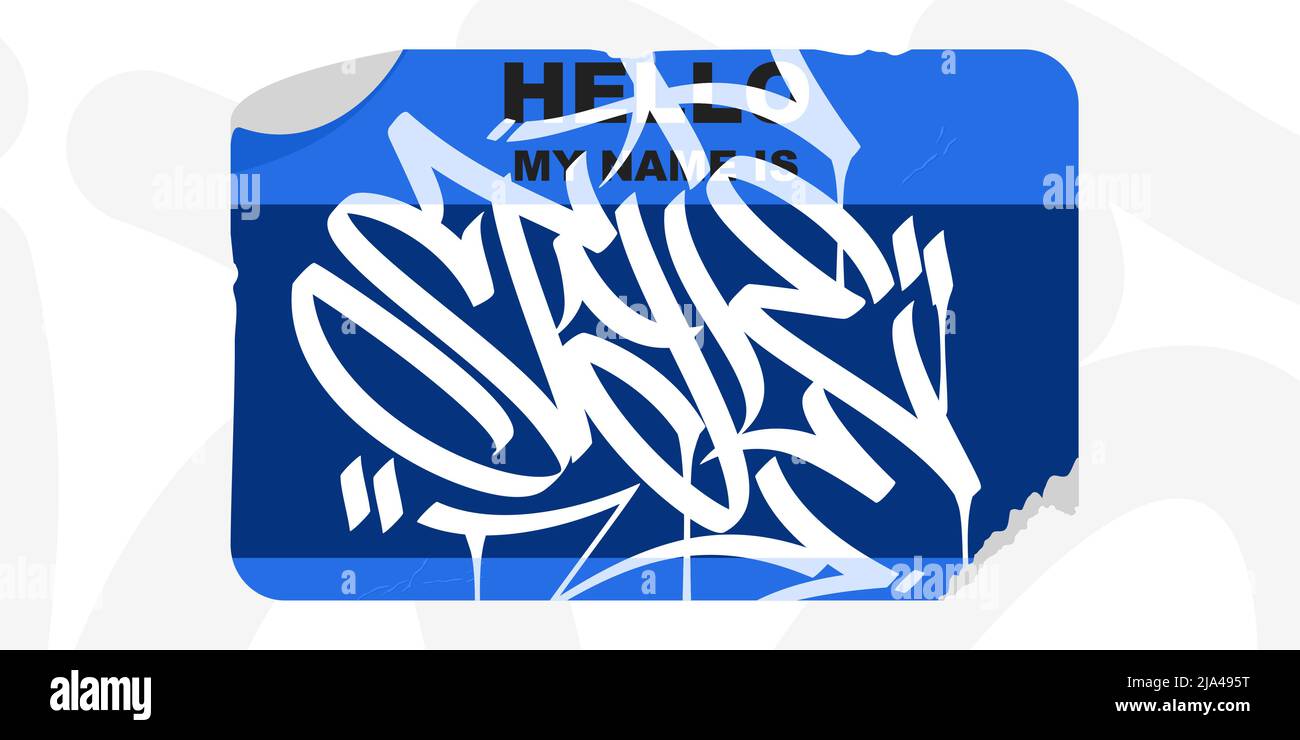 Abstract Graffiti Style Sticker Hello My Name Is With Some Street Art ...
