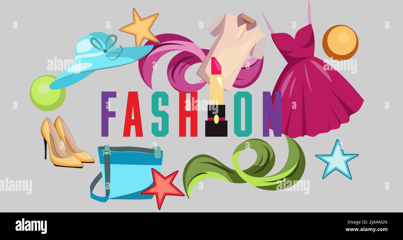 Image of clothes over fashion text Stock Photo - Alamy