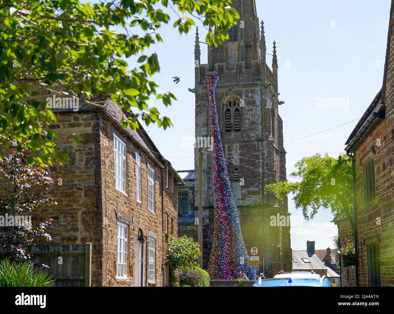 A cascade of more than 4,300 woolly flowers draped from All Saints ...