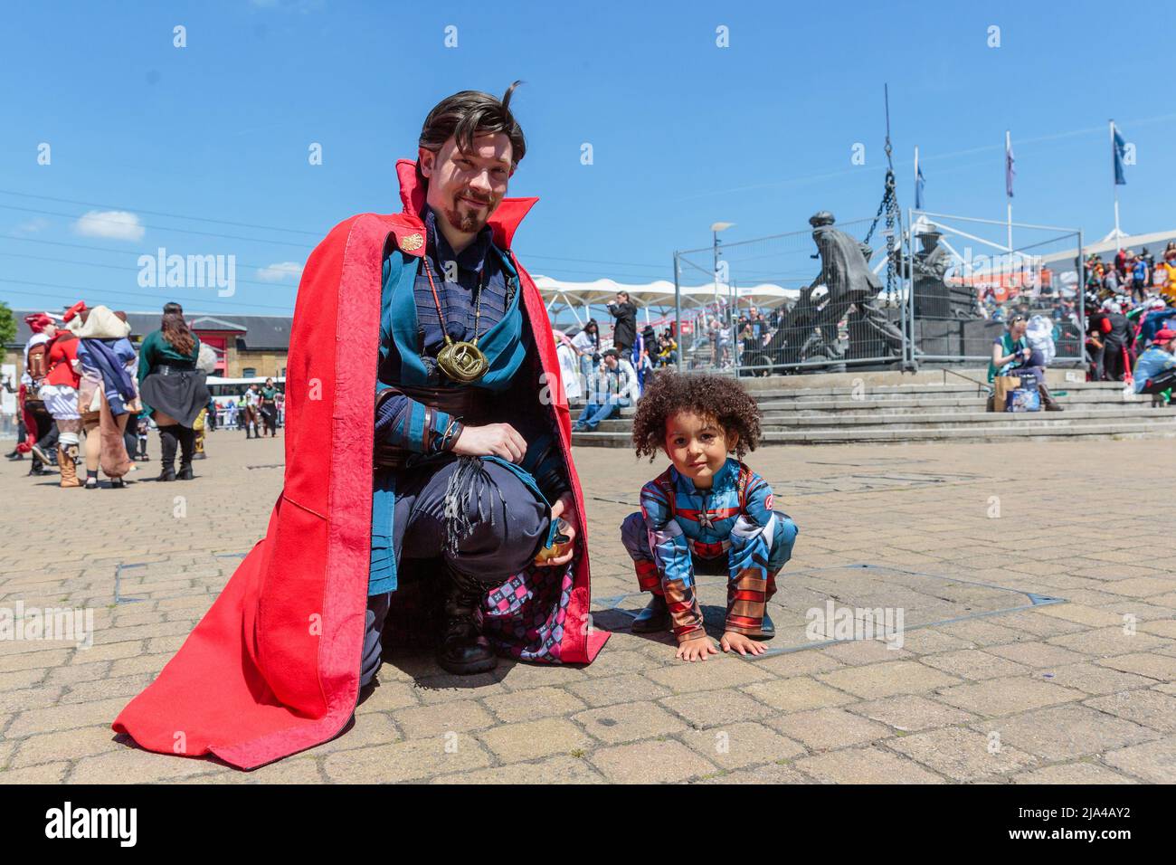 ExCel, London, UK. 27th May, 2022. Cosplay fans arriving at MCM Comic ...