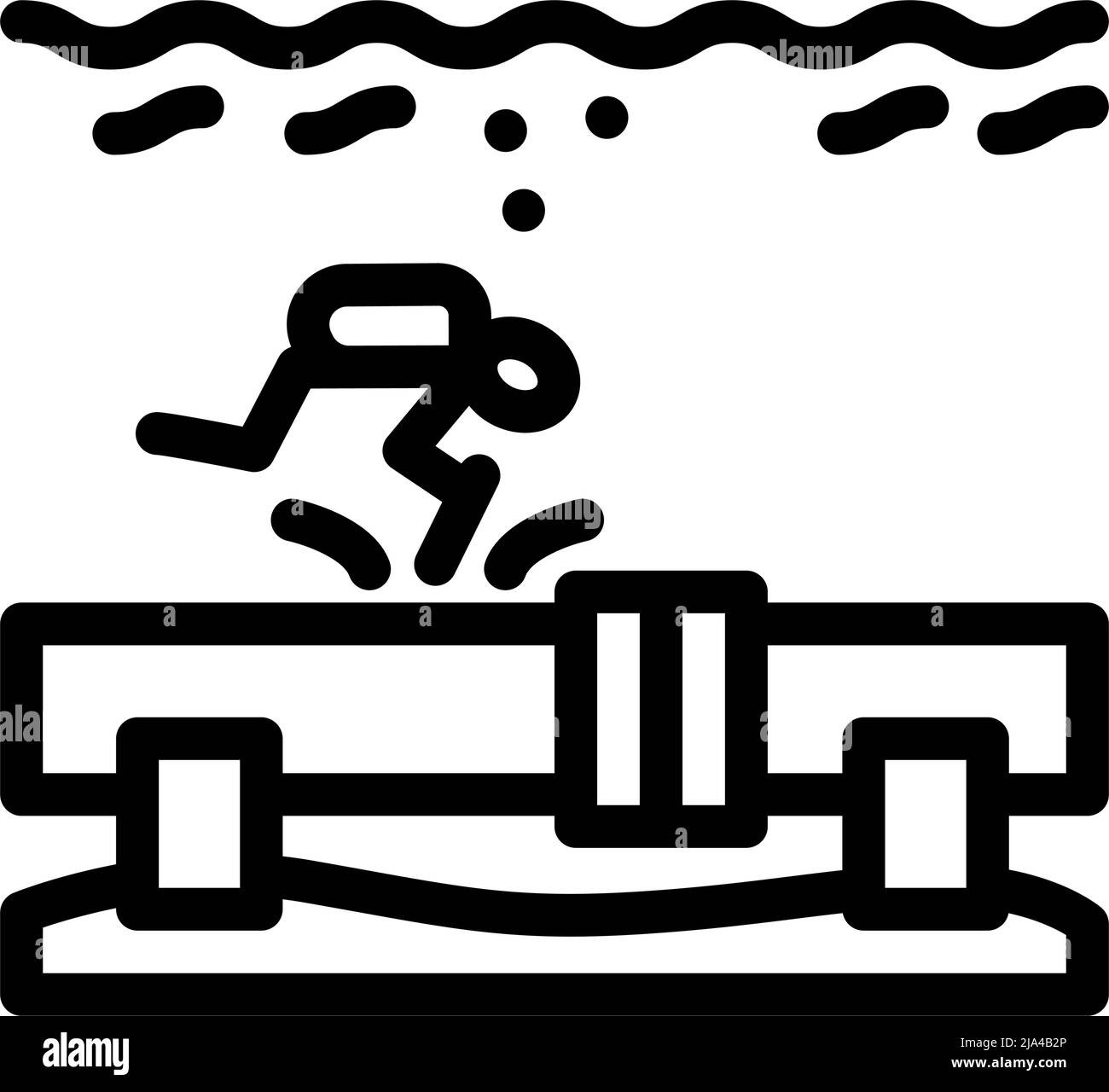 underwater welding line icon vector illustration Stock Vector Image ...