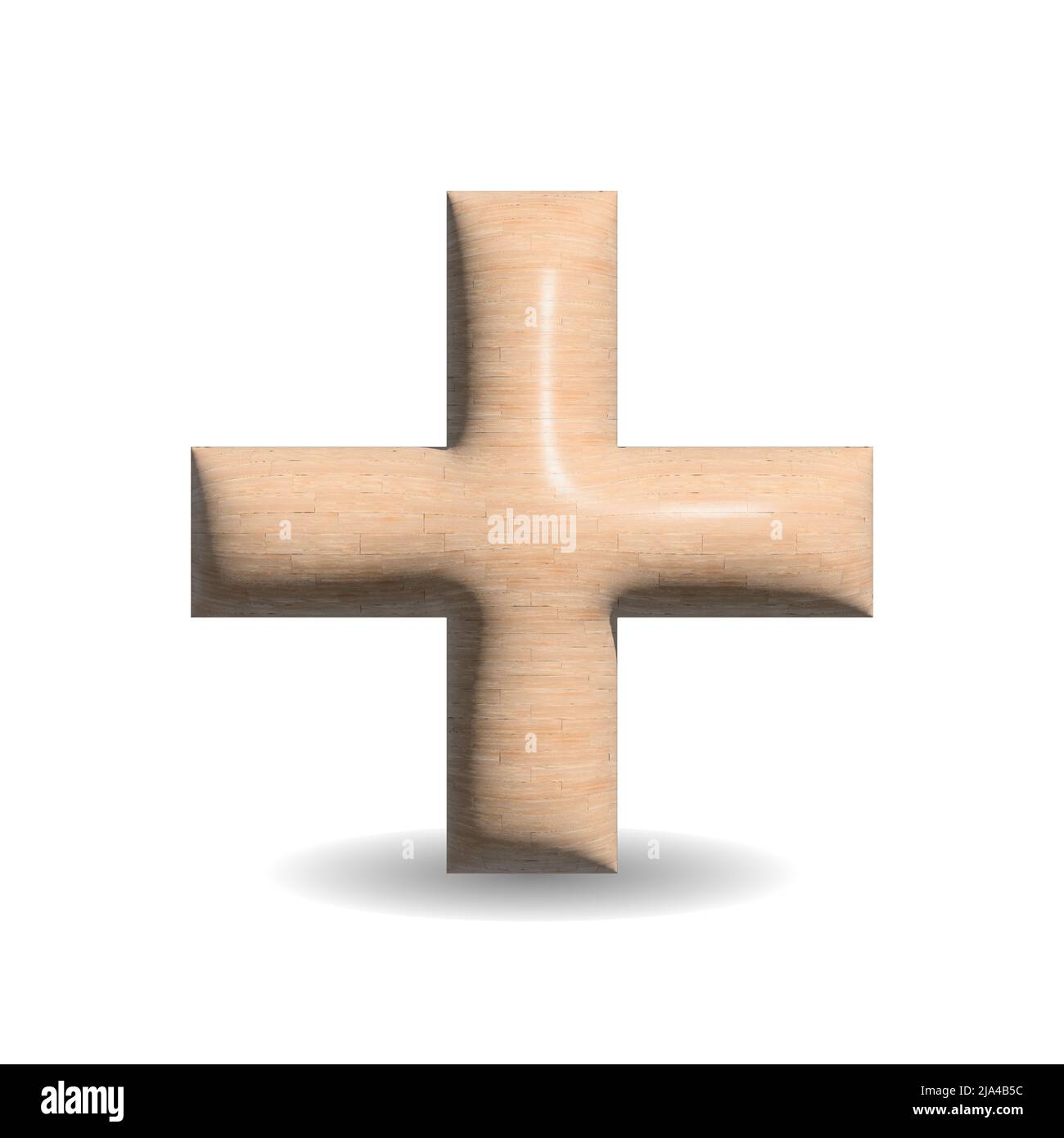 3D wood plus sign icon illustration on white background Stock Photo - Alamy