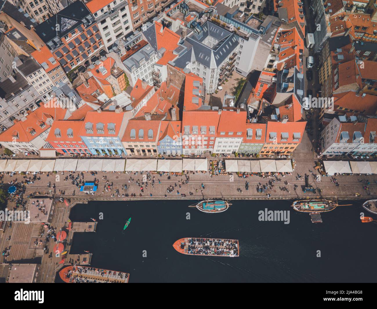 Nyhavn Harbor in Copenhagen, Denmark by Drone Stock Photo - Alamy