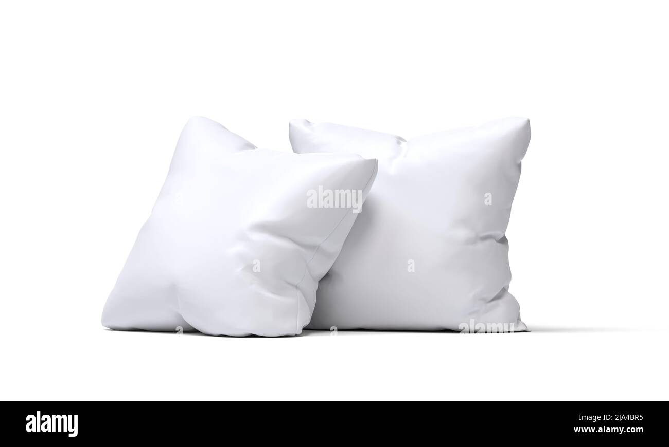 Two white pillows on a white background. 3D image Stock Photo - Alamy