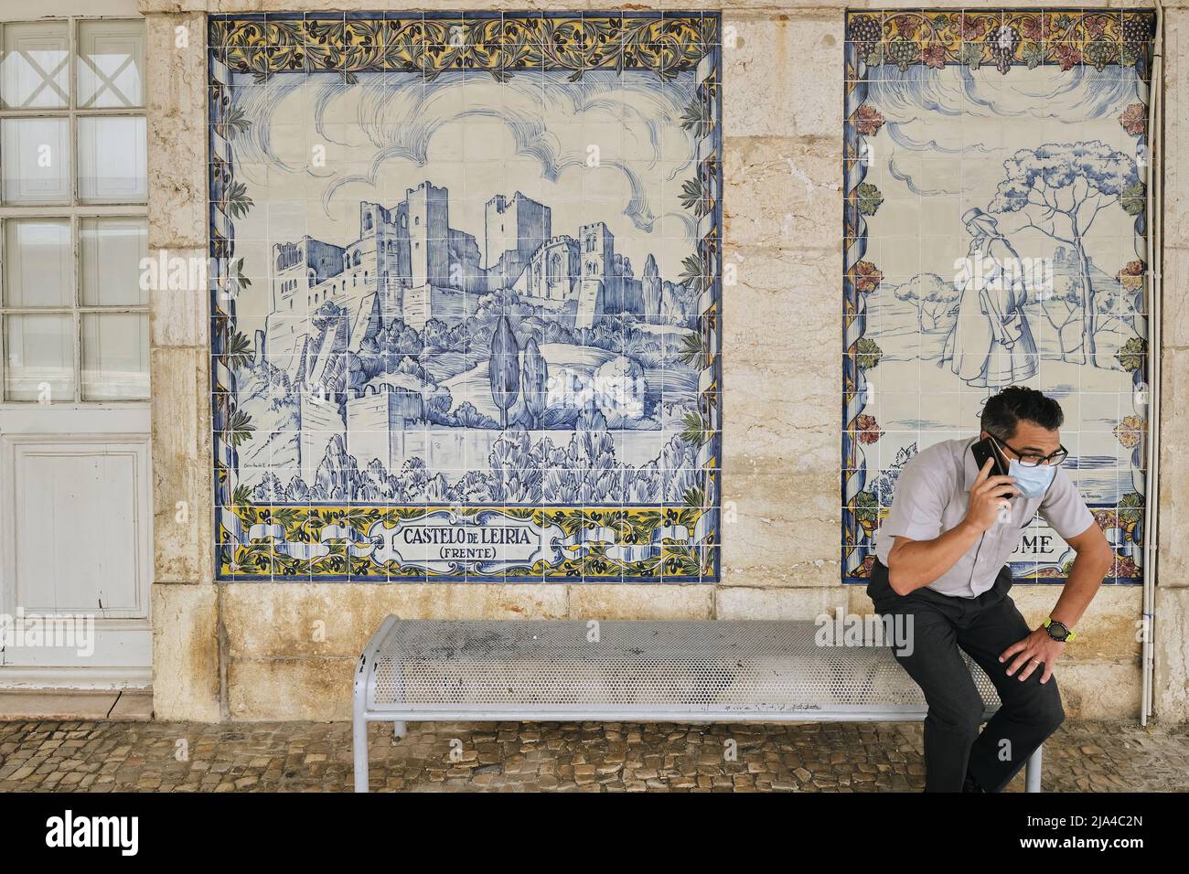 azulejos panel representing monuments and country scenes on the walls ...