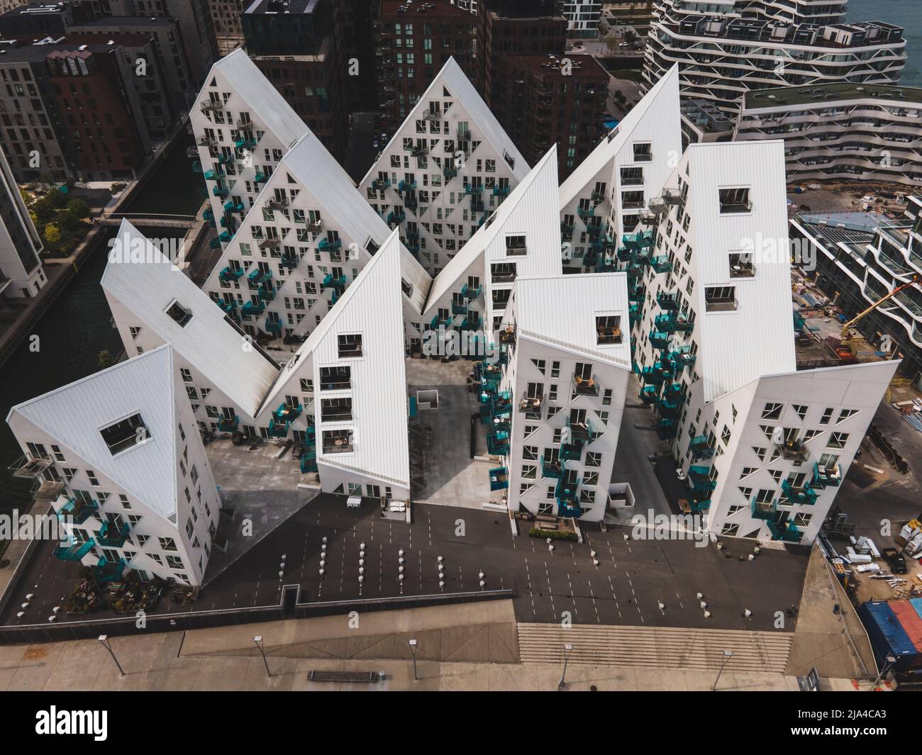 The Iceberg Apartment Complex in Aarhus, Denmark by Drone Stock Photo ...