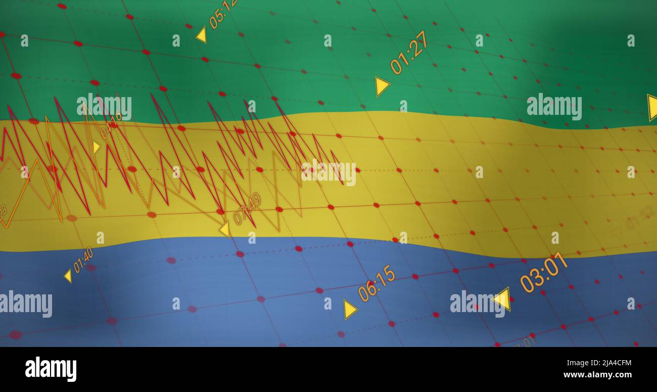 Image of data processing over flag of gabon Stock Photo - Alamy