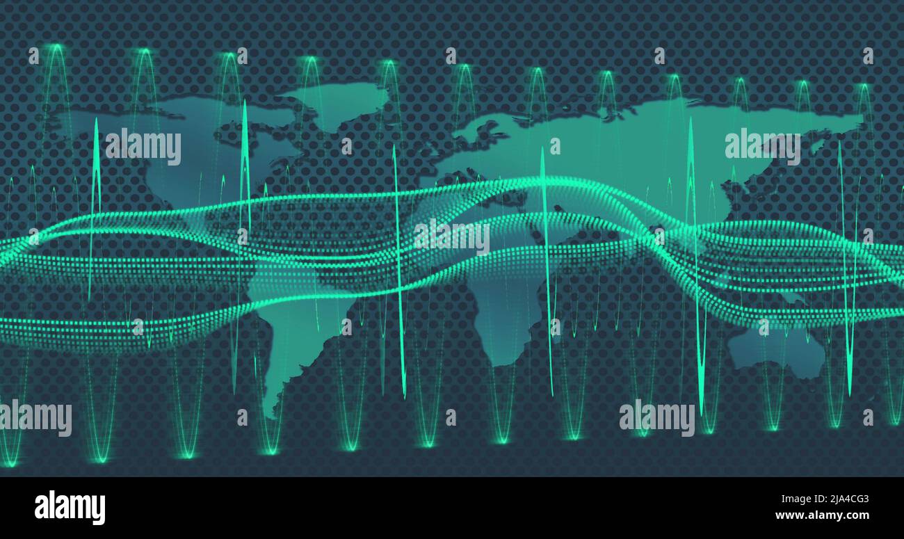 Image of world map and graphs on navy background Stock Photo - Alamy
