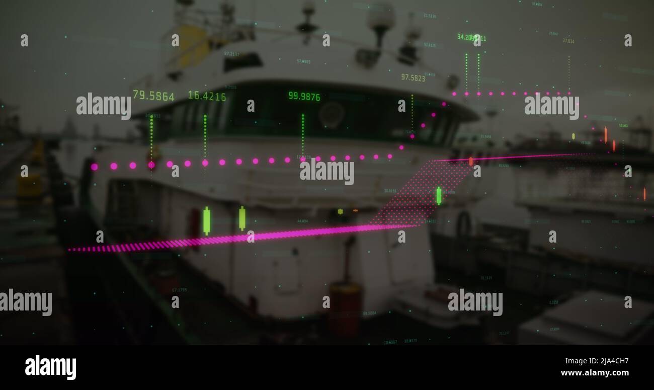 Image of data processing over port Stock Photo - Alamy