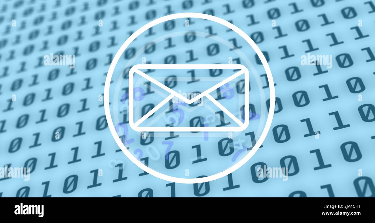 Image of envelope icon over data processing Stock Photo - Alamy