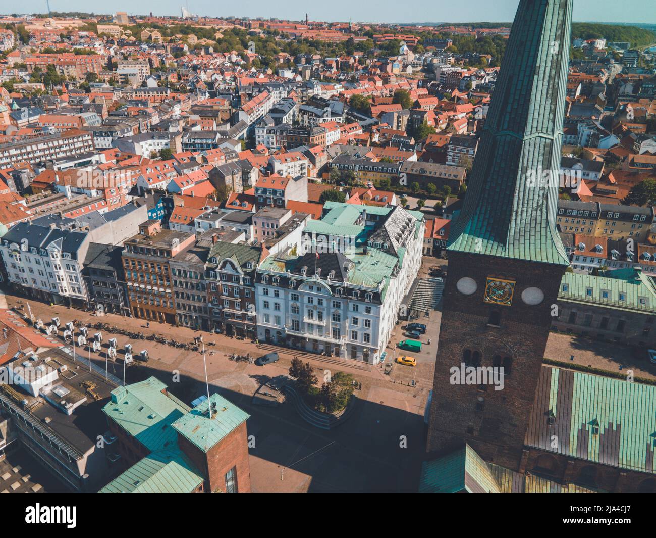 Aarhus Cathedral (Domkirke) in Aarhus, Denmark by drone Stock Photo - Alamy