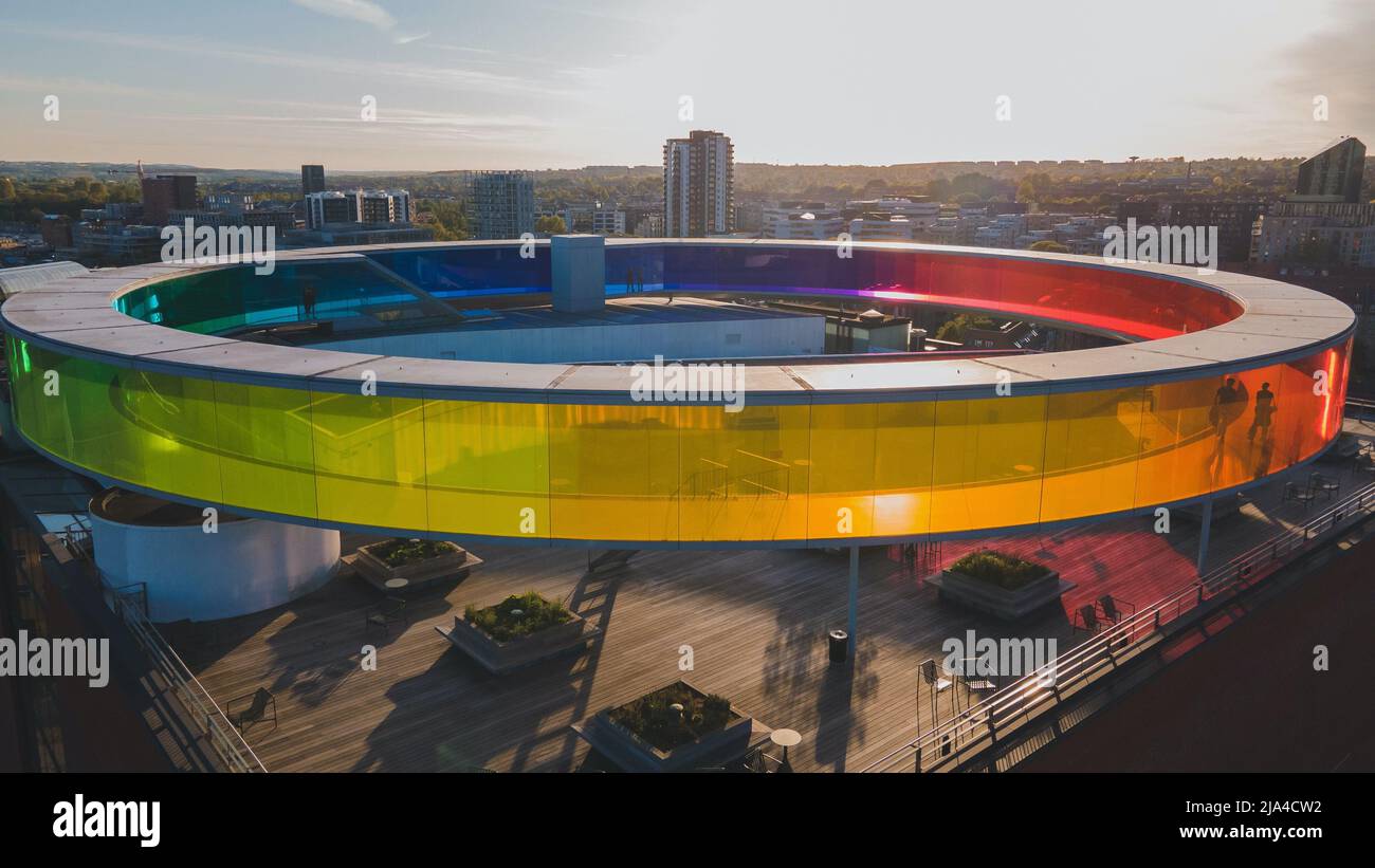 Aarhus Art Museum (ARos) by drone in Aarhus, Denmark Stock Photo - Alamy