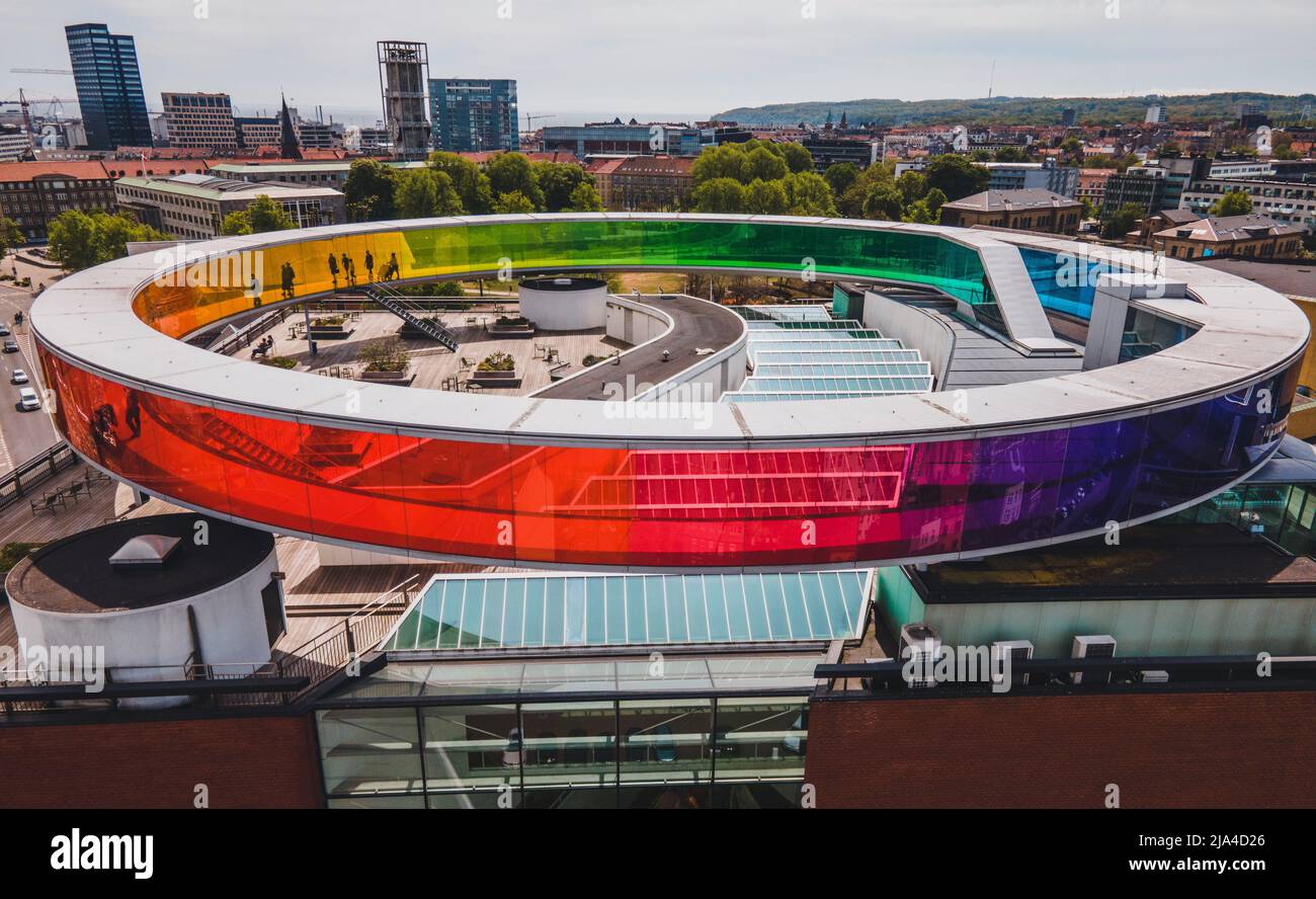 Aarhus Art Museum (ARos) by drone in Aarhus, Denmark Stock Photo - Alamy