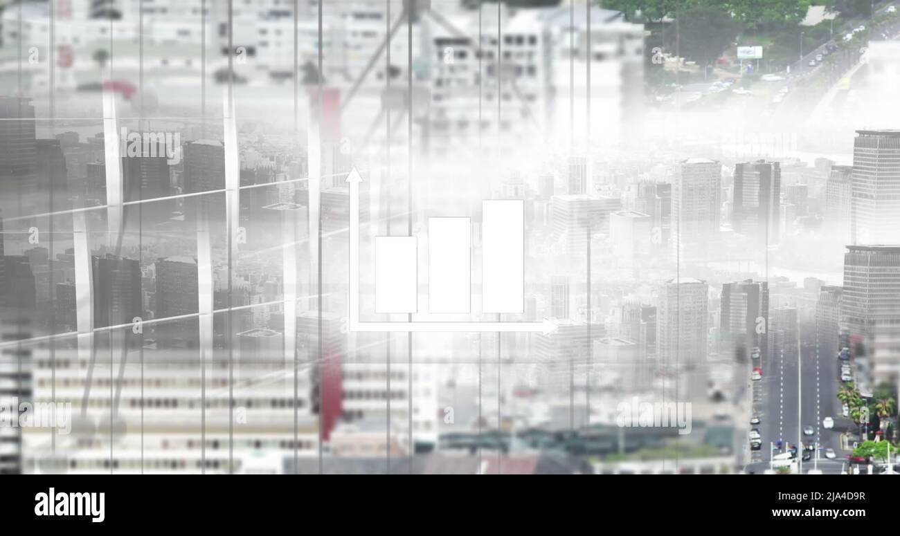 Image of statistics processing over cityscape background Stock Photo ...