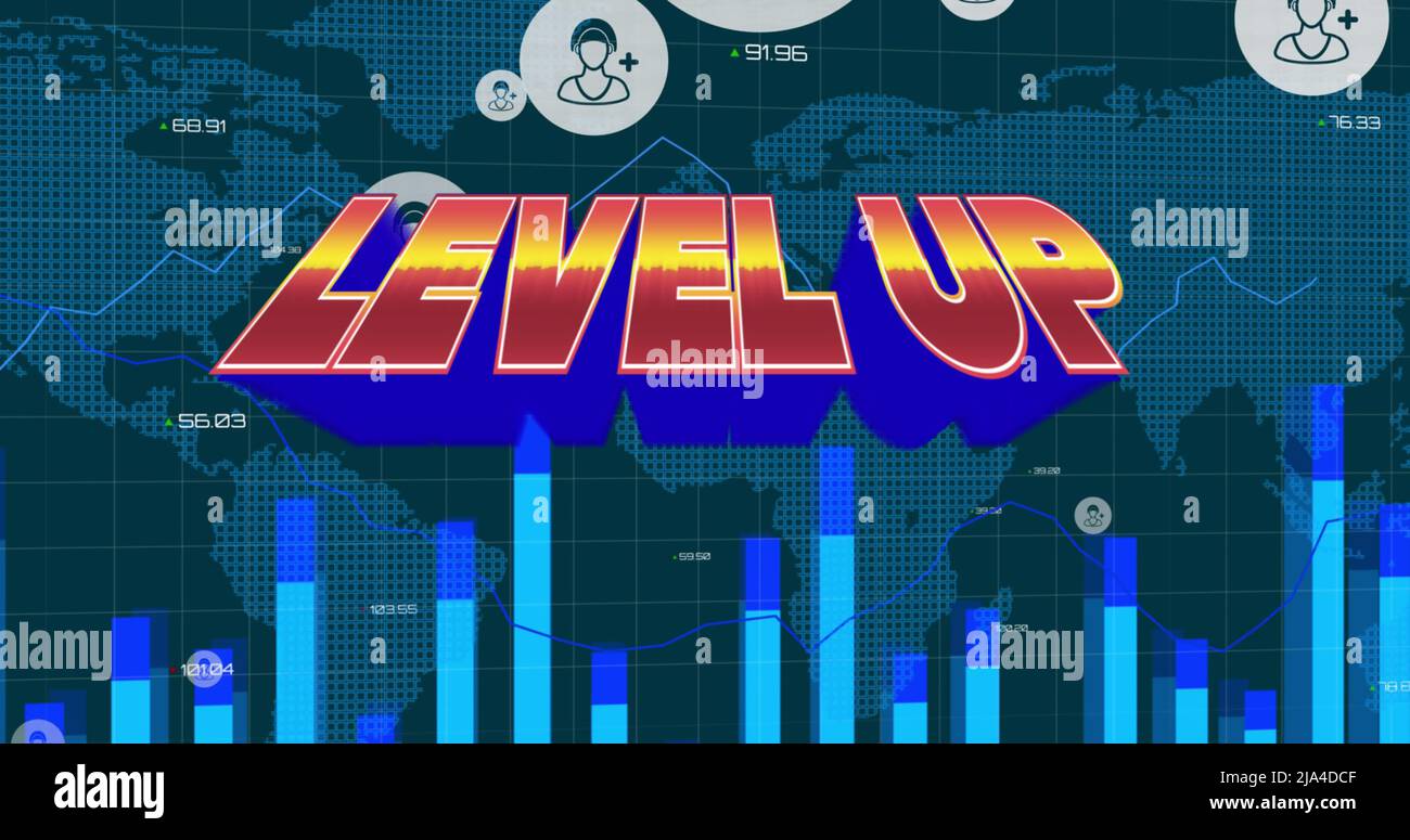 Image of level up in digital abstract space with user icons Stock Photo ...