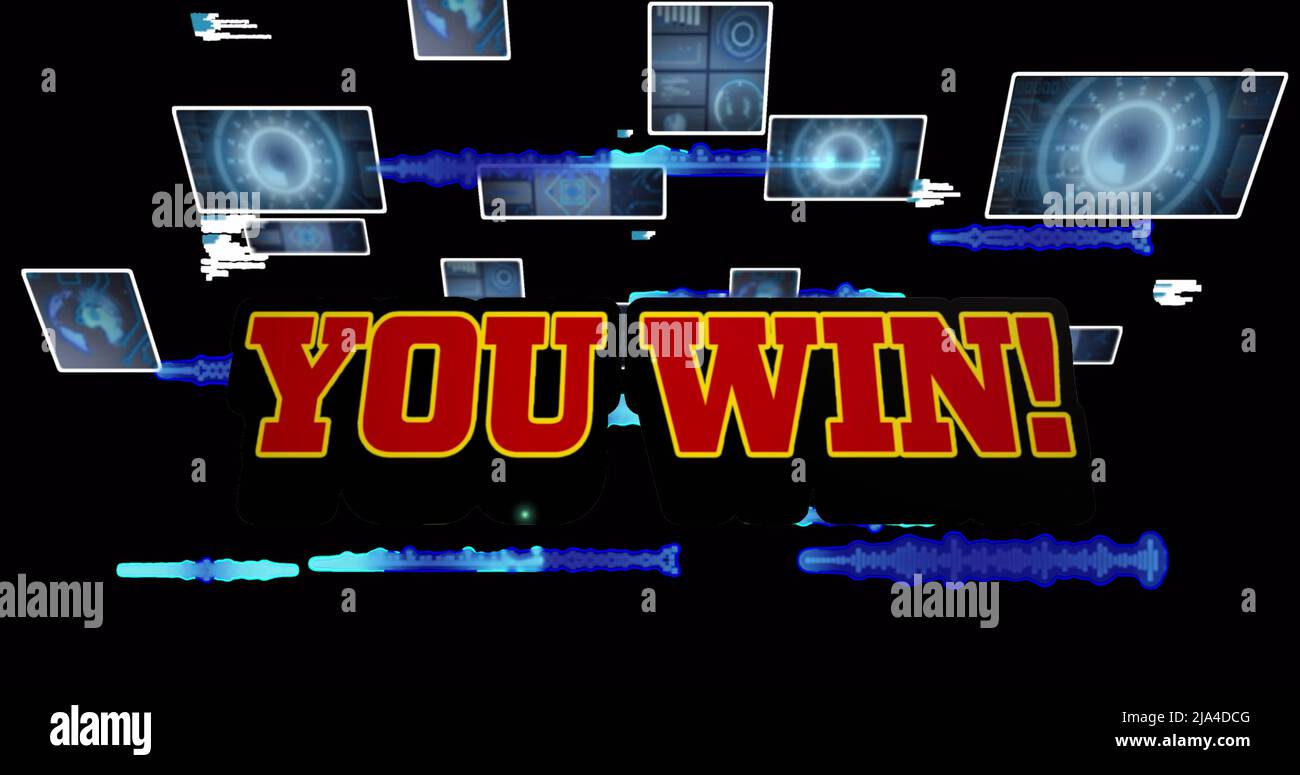 Image of you win in digital abstract space with screens Stock Photo - Alamy