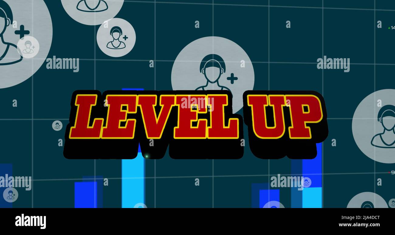 Image of level up in digital abstract space with user icons Stock Photo ...