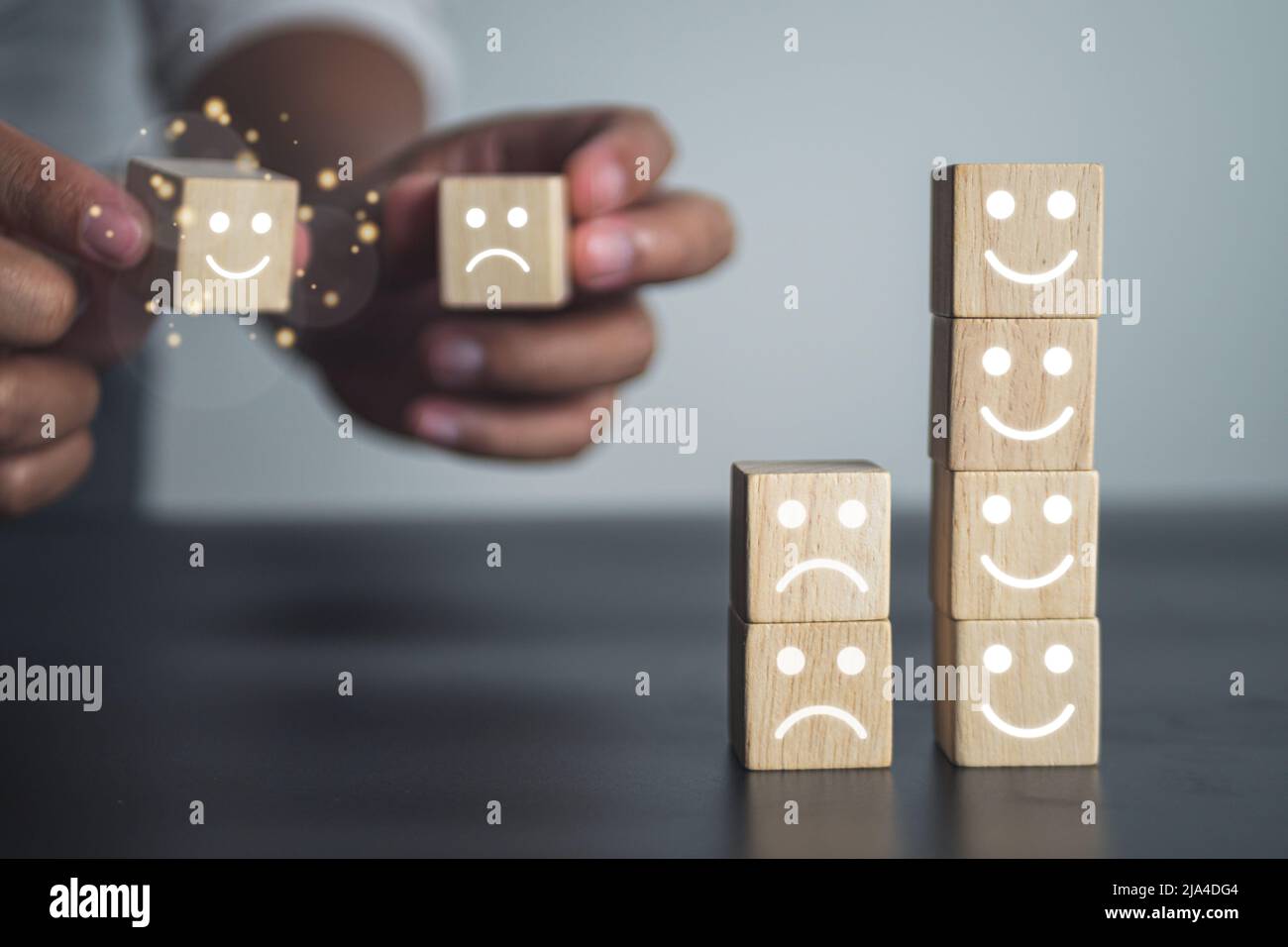 Evaluation and satisfaction concept. Comparison of good and bad job ...