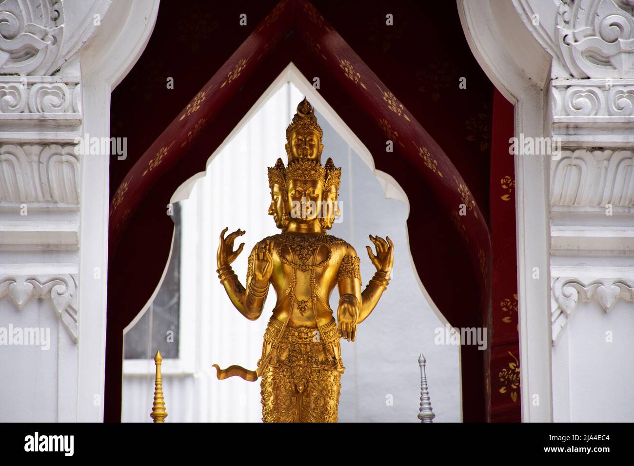 Ancient trimurti god statue or lord supreme trinity figure in shrine ...