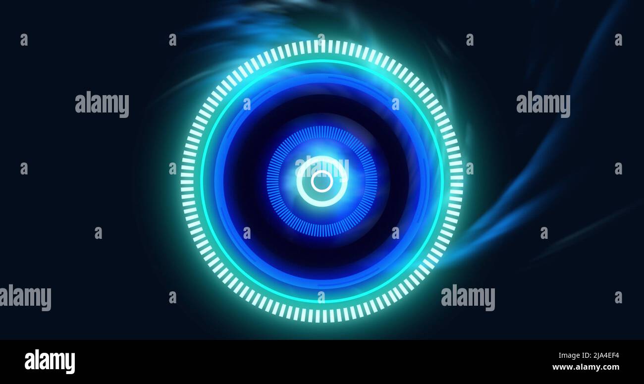 Image of scope scanning and shapes on black background Stock Photo - Alamy