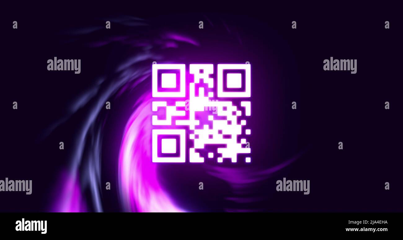 Image of qr code and shapes on black background Stock Photo - Alamy